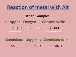 Reaction of metals with air | PPTX