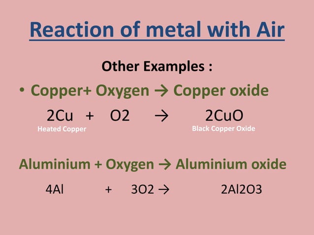 Reaction of metals with air | PPTX | Chemistry | Science