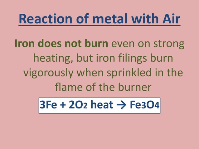 Reaction of metals with air | PPTX | Chemistry | Science