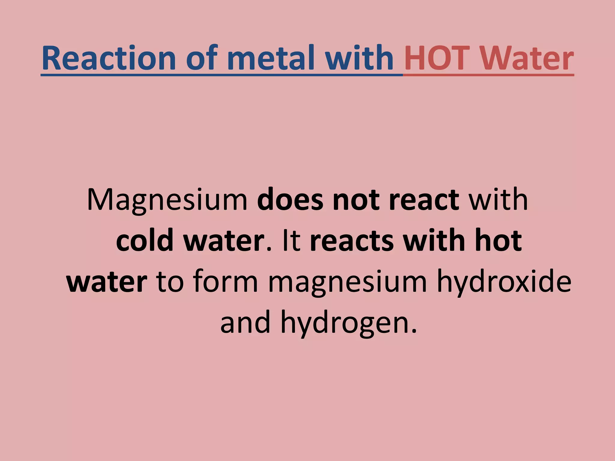 Reaction of metals with water | PPTX