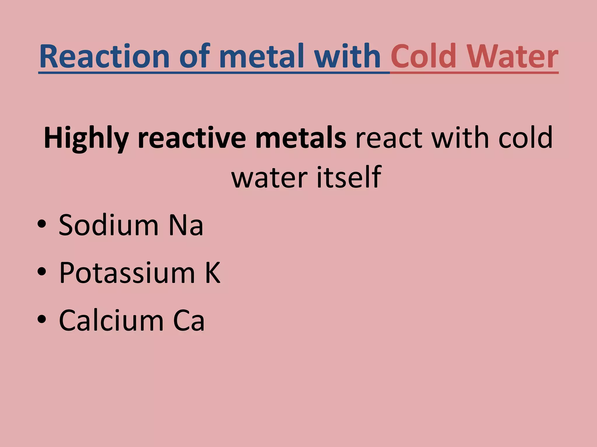 Reaction of metals with water | PPTX