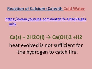 Reaction of metals with water | PPTX