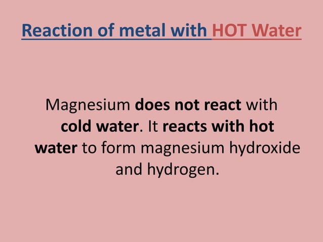 Reaction of metals with water | PPTX | Chemistry | Science