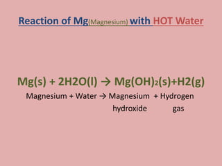 Reaction of metals with water | PPTX
