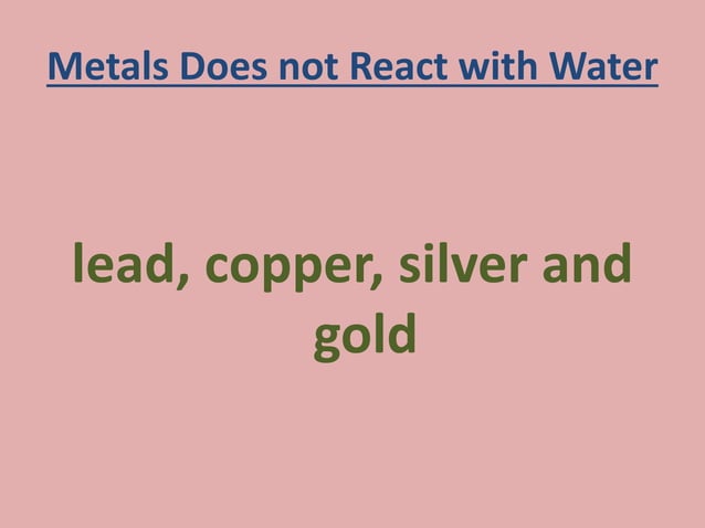Reaction of metals with water | PPTX | Chemistry | Science