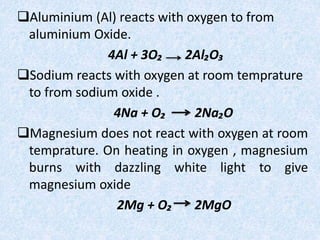 Reaction of metal with oxygen | PPTX