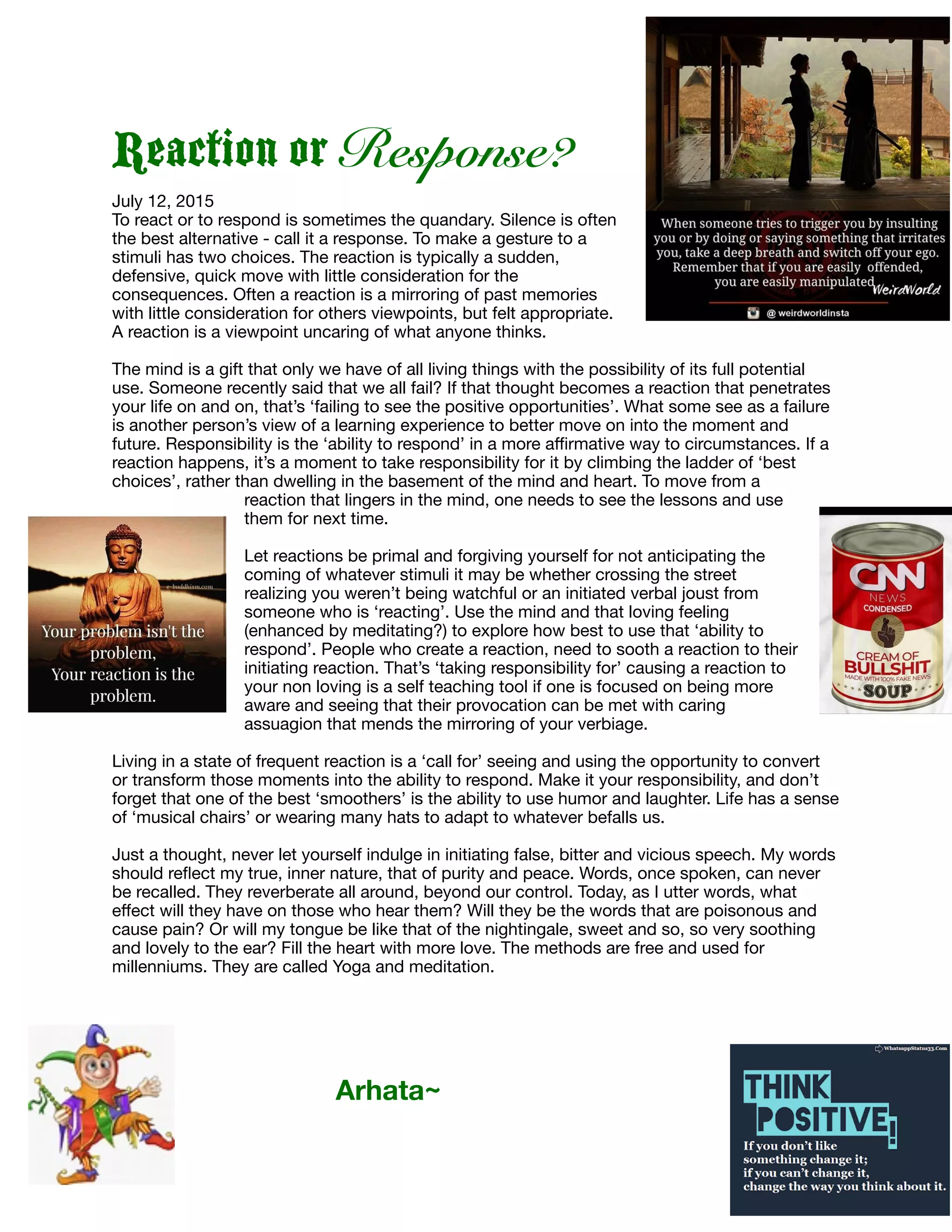 Reaction or response? | PDF