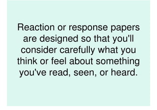 Reaction Paper Hints | PPT