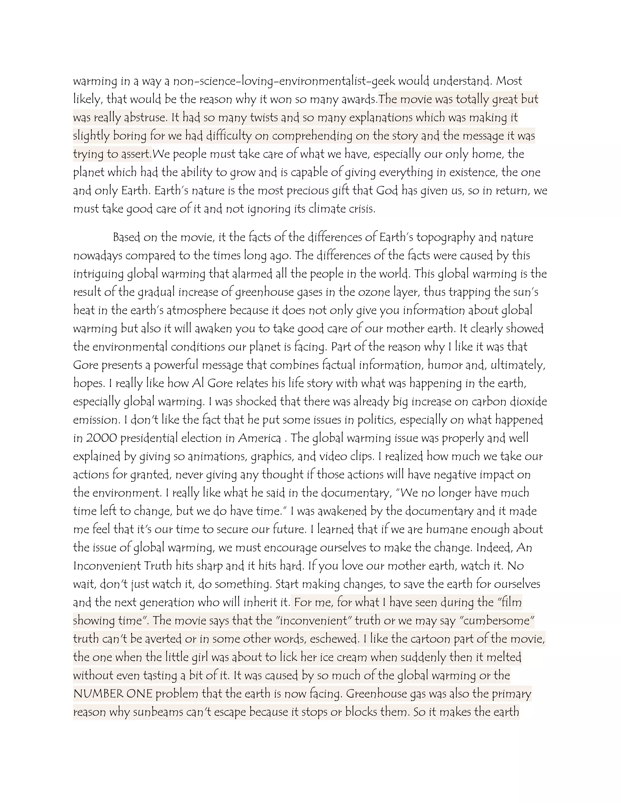 Reaction paper of an inconvenience truth. | DOCX