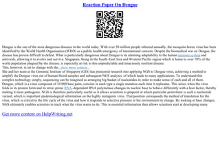Reaction Paper On Dengue | PDF