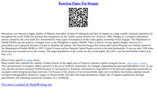 Reaction Paper On Dengue | PPT