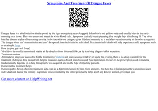 Reaction Paper On Dengue | PDF