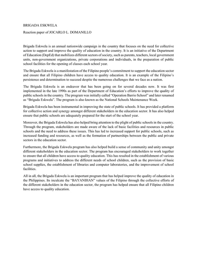 REACTION PAPER ON TRENDS BRIGADA ESKWELA.docx