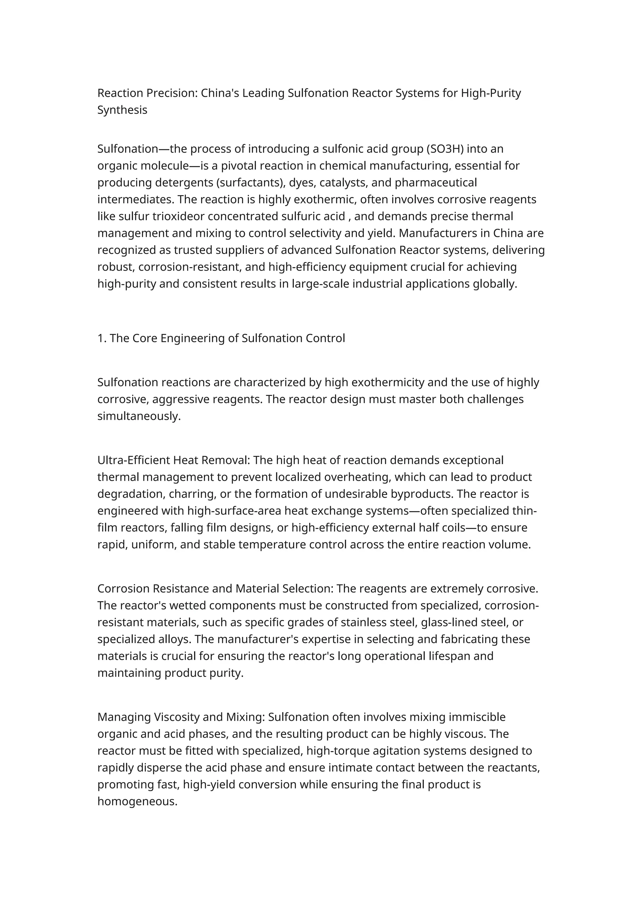 Reaction Precision China's Leading Sulfonation Reactor Systems for High-Purity Synthesis.docx