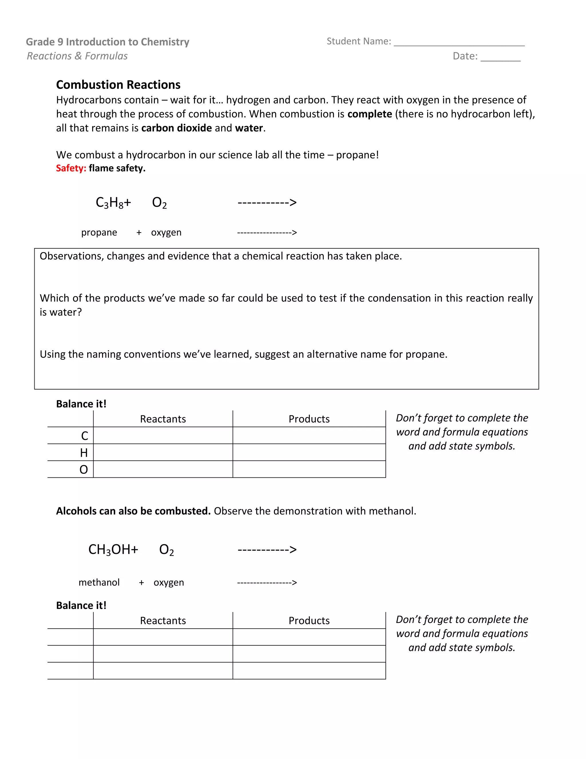 Reactions & Formulas Lab Sequence | PDF