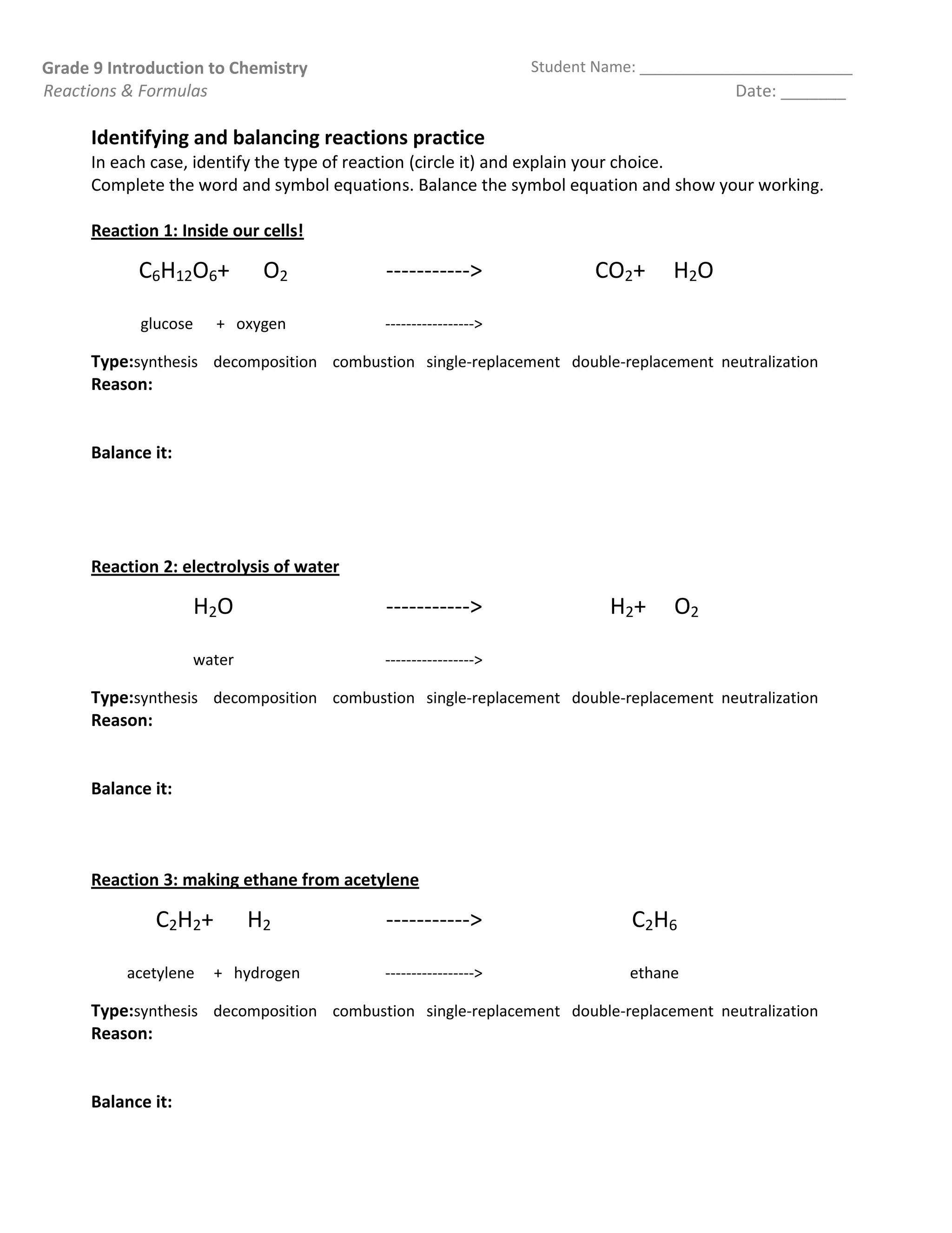 Reactions & Formulas Lab Sequence | DOCX