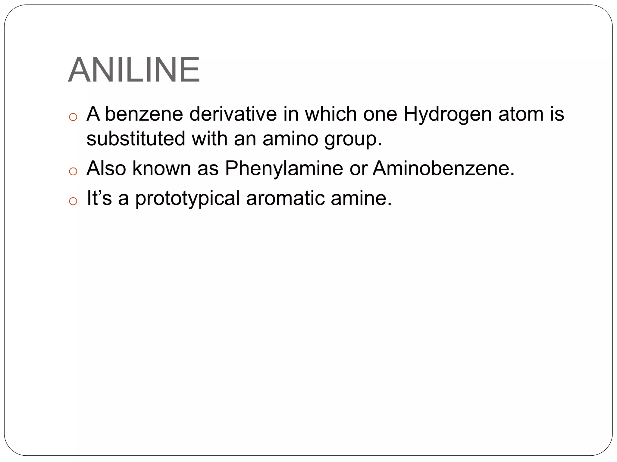 Reactions and pharmaceutical applications of aniline | PPTX