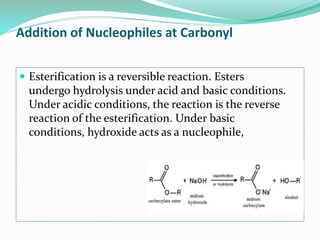 reactions at ester linkages | PPT