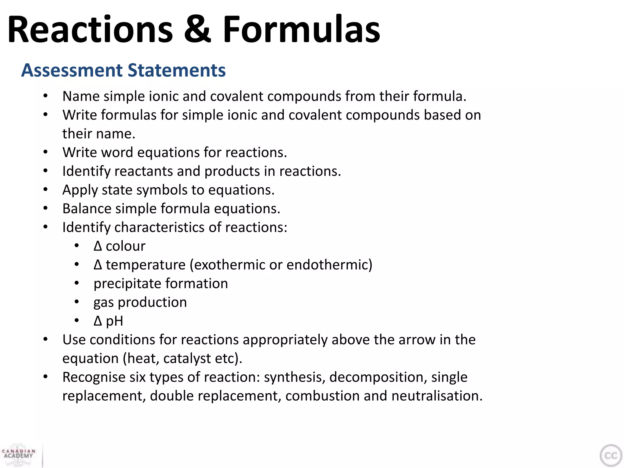Reactions & Formulas | PPTX