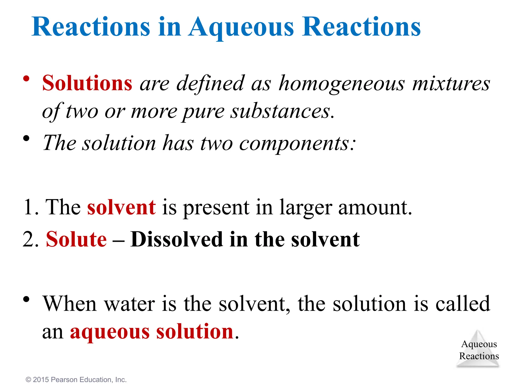 Reactions in aqueous solution; solubility rules, molecular and ionic ...