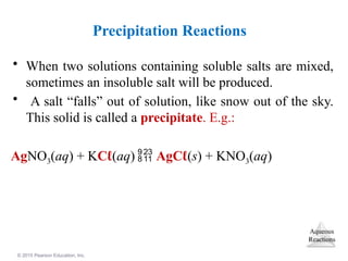 Reactions in aqueous solution; solubility rules, molecular and ionic ...