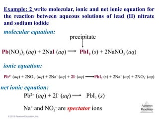 Reactions in aqueous solution; solubility rules, molecular and ionic ...