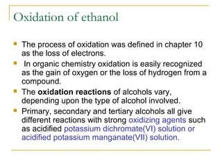 Reactions of alcohol | PPT
