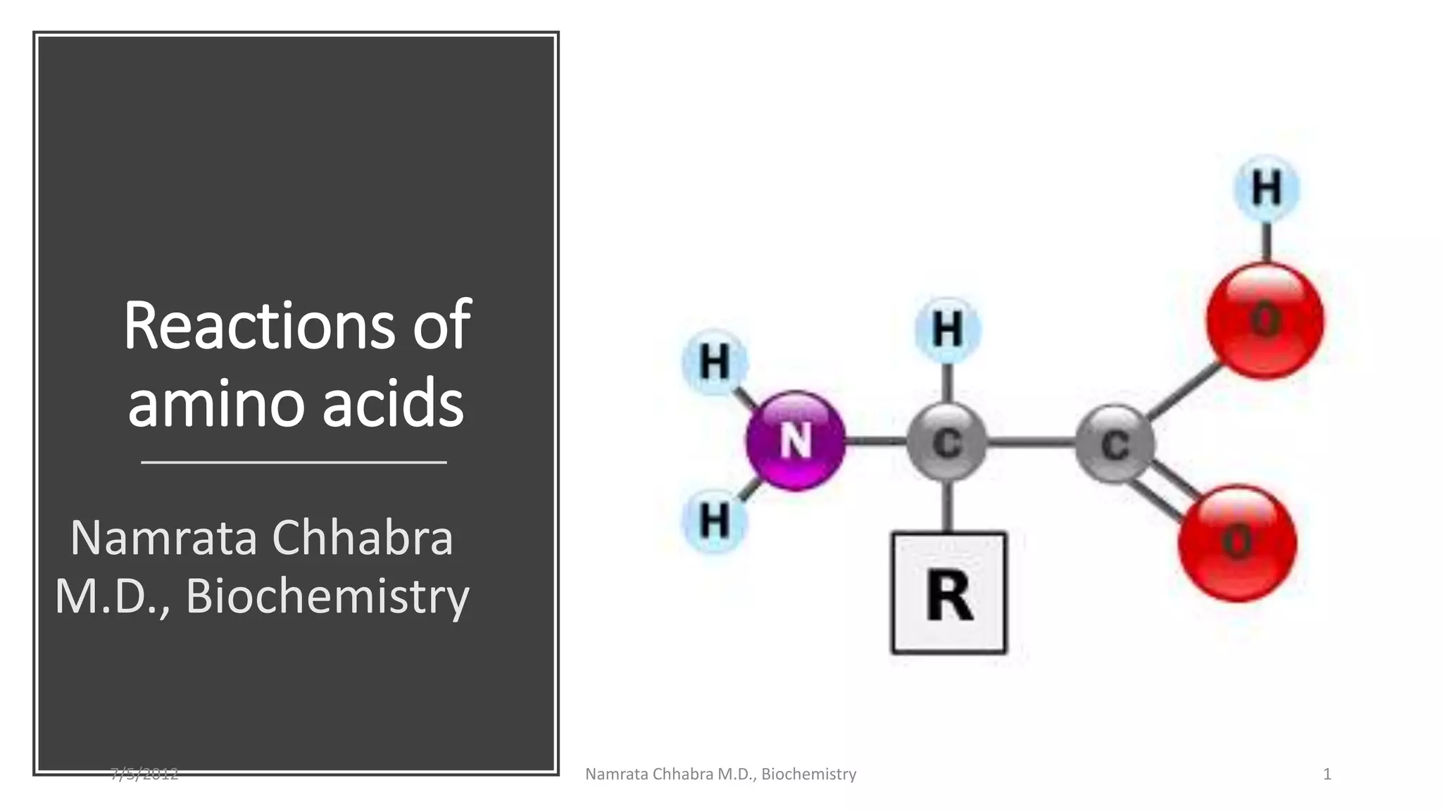 Amino Acids Reactions Printable