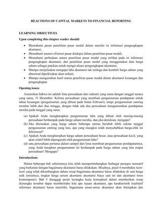 Reactions of capital markets to financial reporting bahasa indonesia | PDF