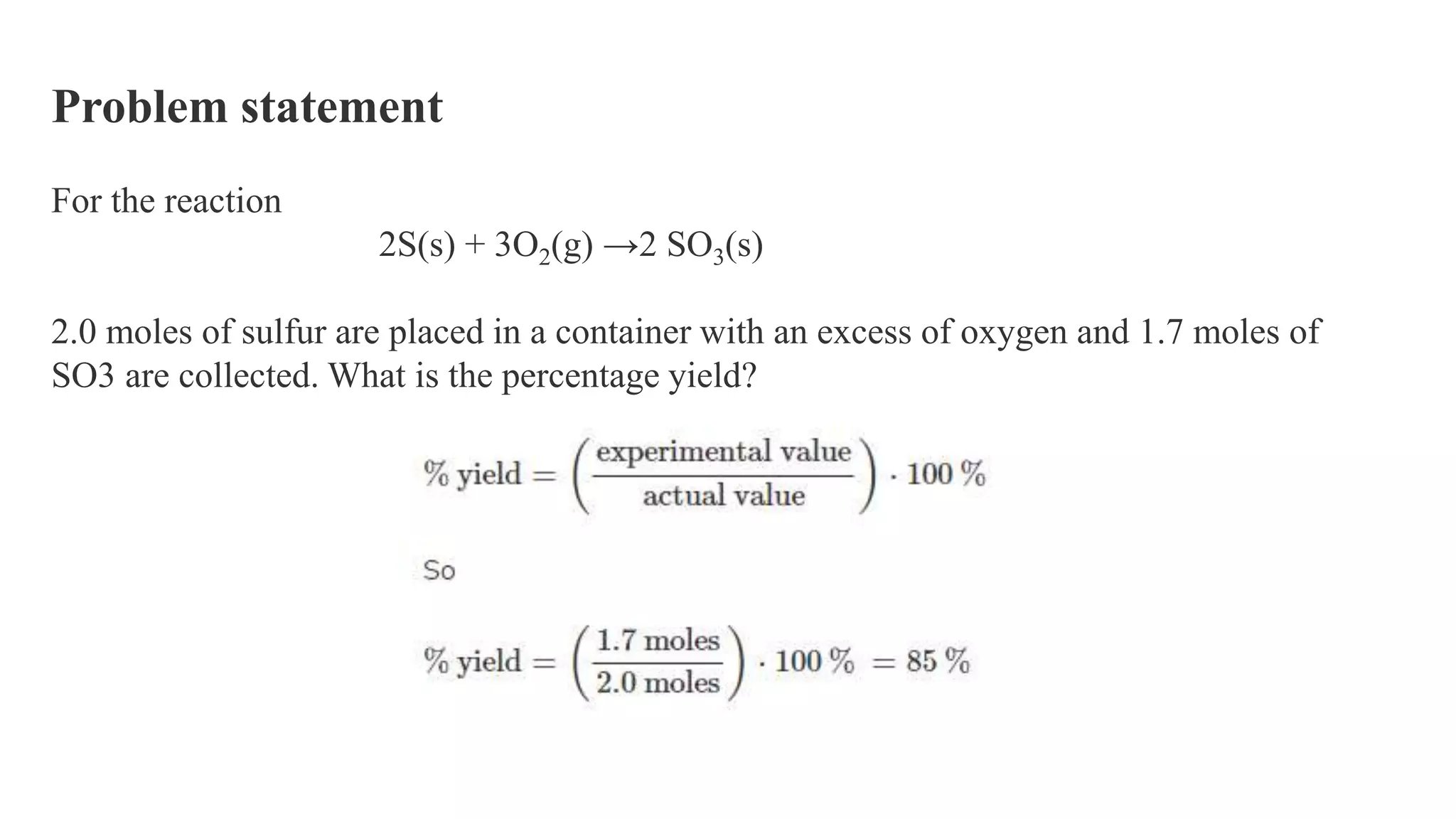 Chemical Reaction Stoichiometry | PPTX | Chemistry | Science