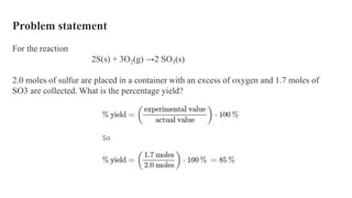 Chemical Reaction Stoichiometry | PPTX | Chemistry | Science