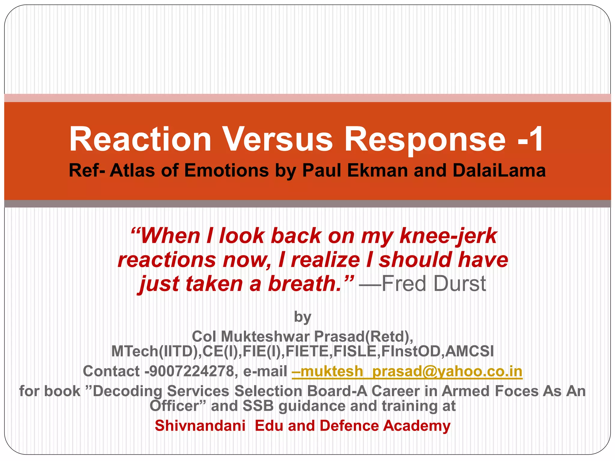 Reaction vs response 1 | PPTX