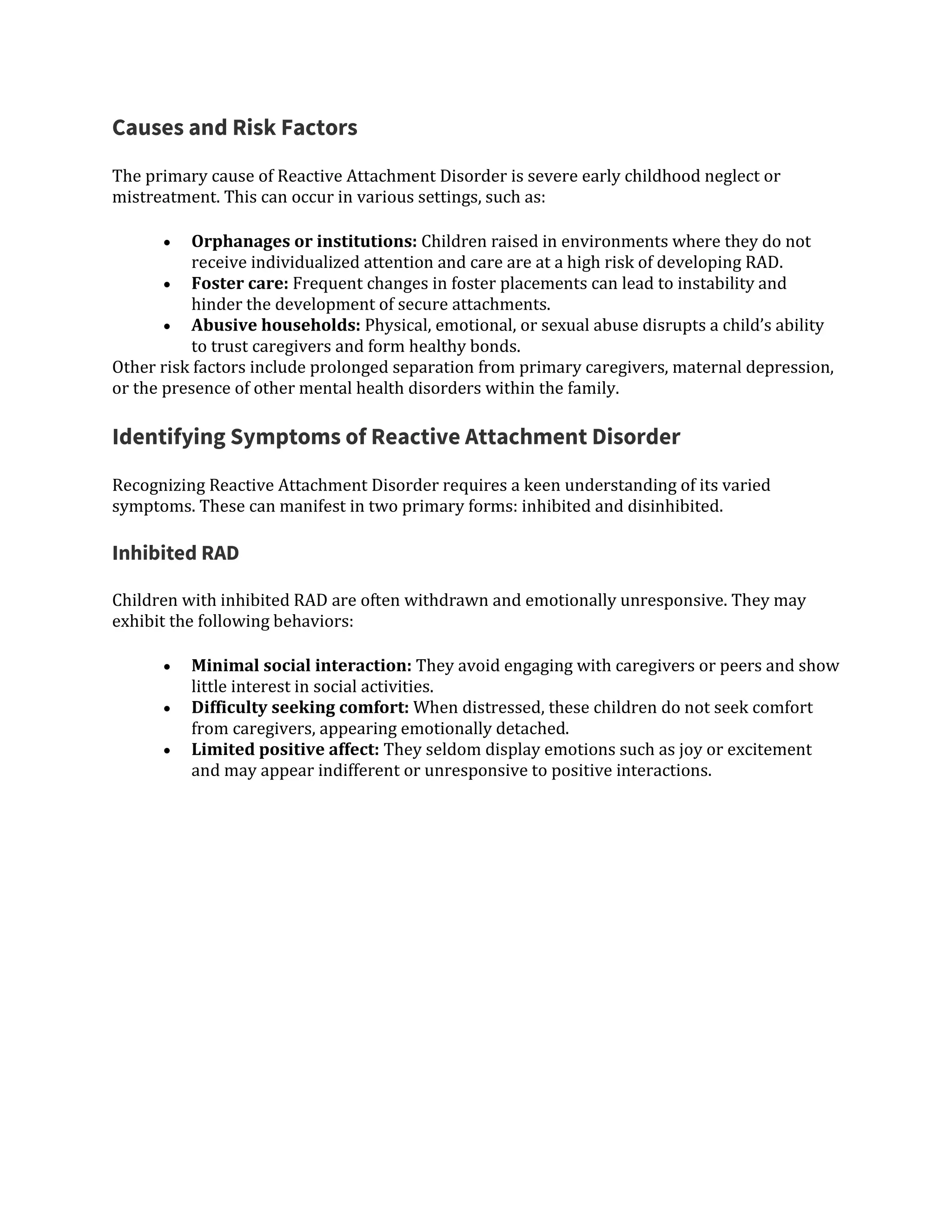 Reactive Attachment Disorder (RAD): Causes, Symptoms, Diagnosis, and ...