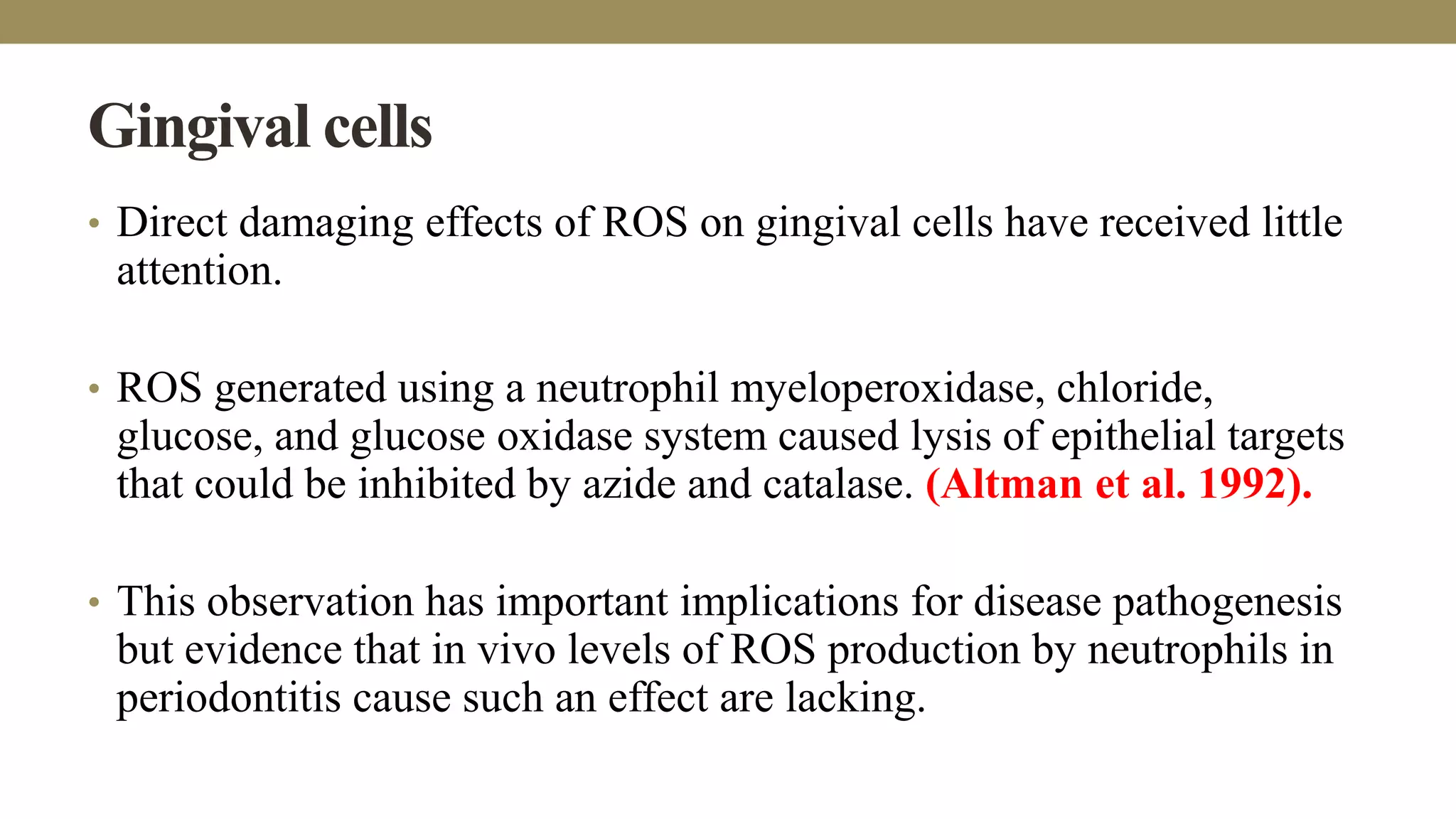 Reactive oxygen species and its role in periodontal | PPTX