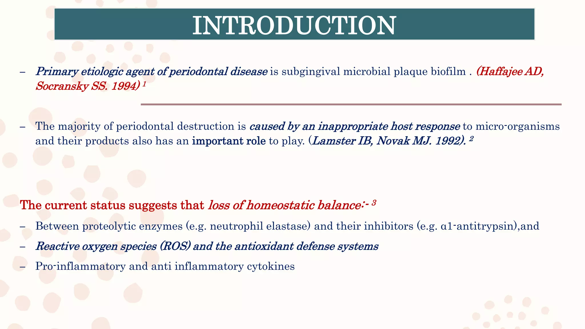 reactive oxygen species in periodontal disease | PPTX