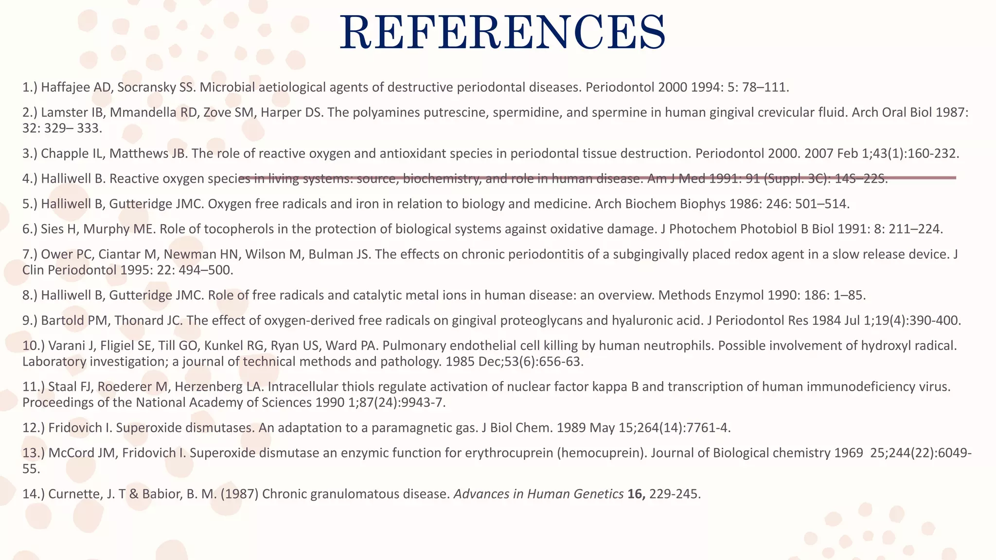 reactive oxygen species in periodontal disease | PPTX