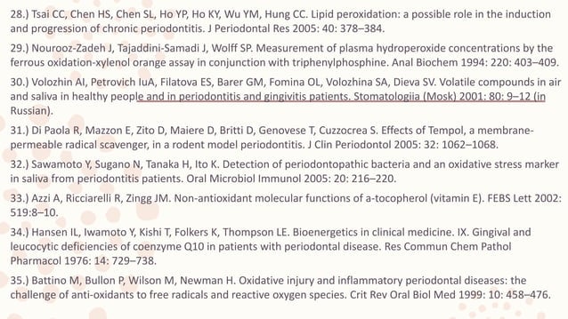 reactive oxygen species in periodontal disease | PPTX