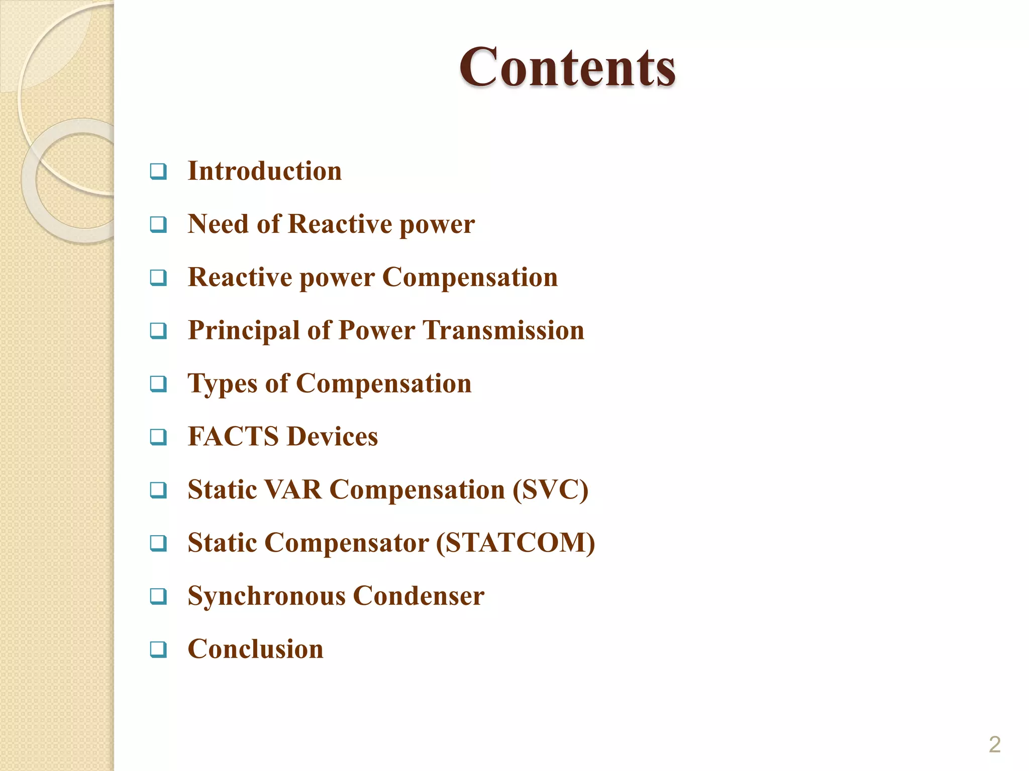 Reactive power compensation | PPTX