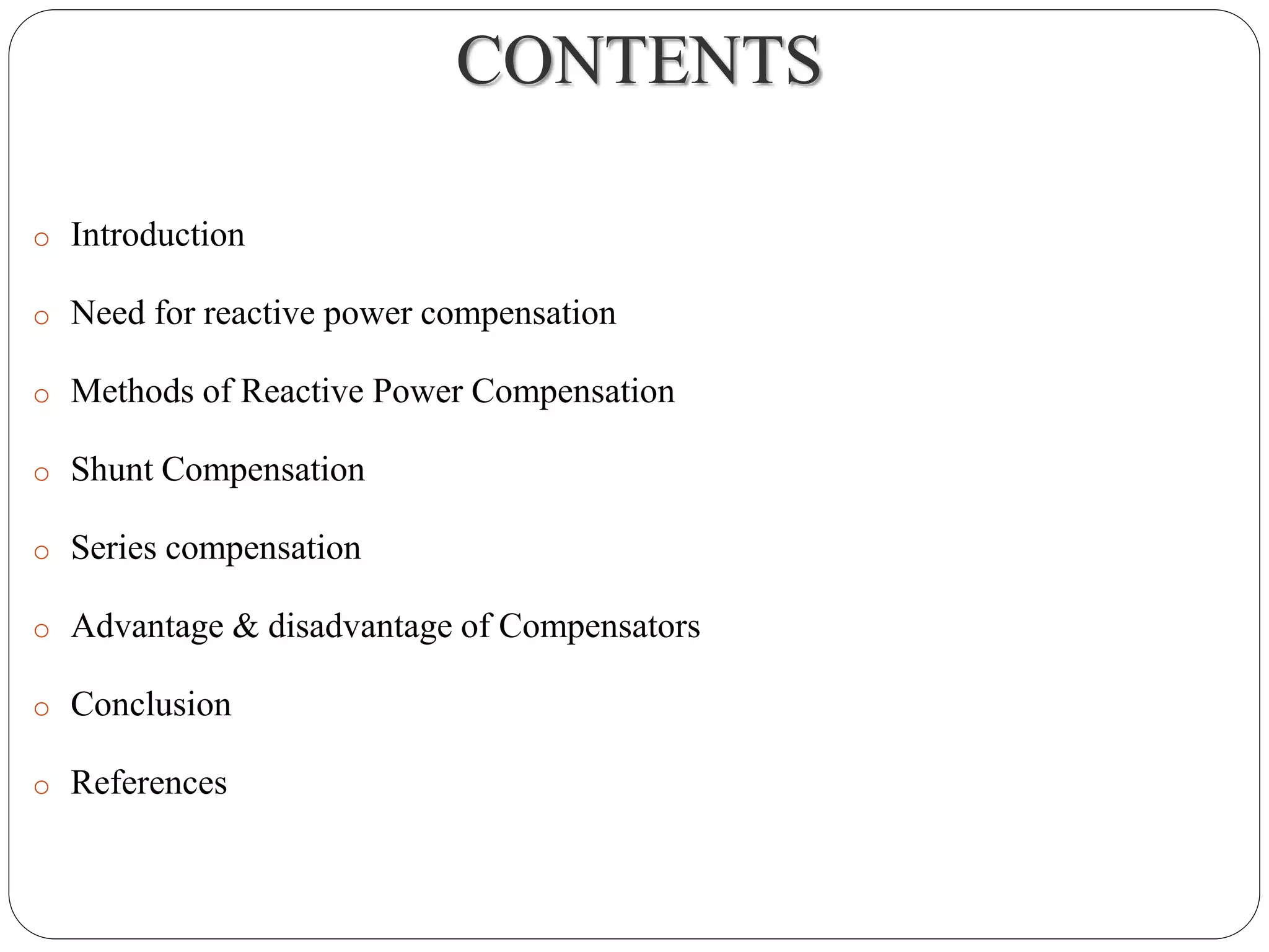 Reactive power compensation | PPTX