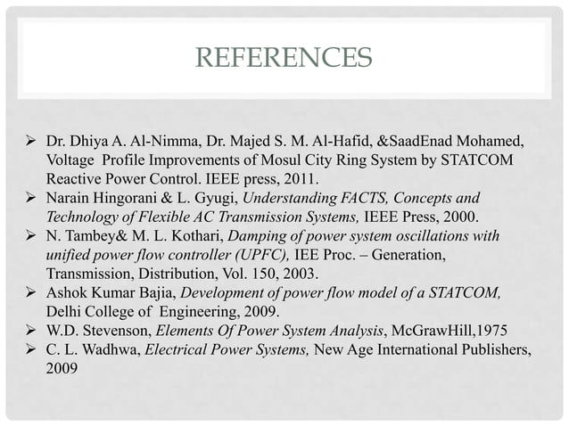 Reactive power compensation using STATCOM | PPTX