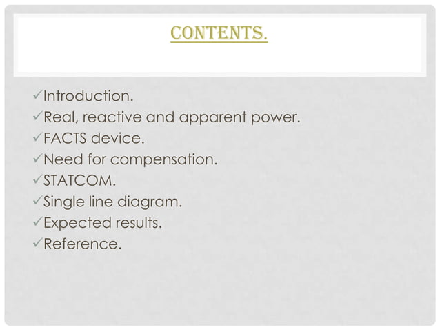 Reactive power compensation using STATCOM | PPTX