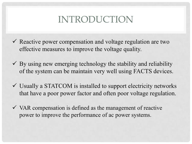 Reactive power compensation using STATCOM | PPT