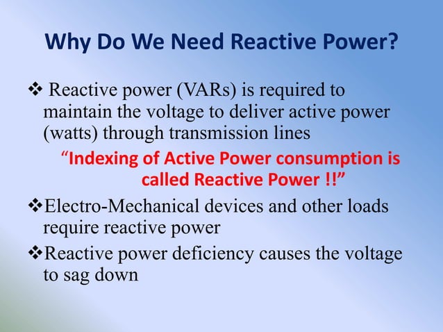 Reactive power consumption in modern power system | PPT