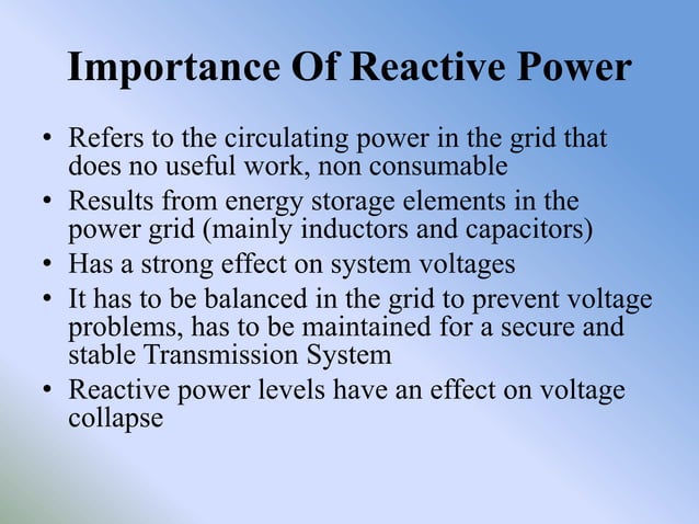 Reactive power consumption in modern power system | PPT