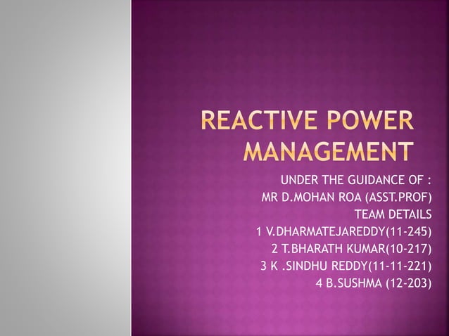 Reactive power management | PPTX