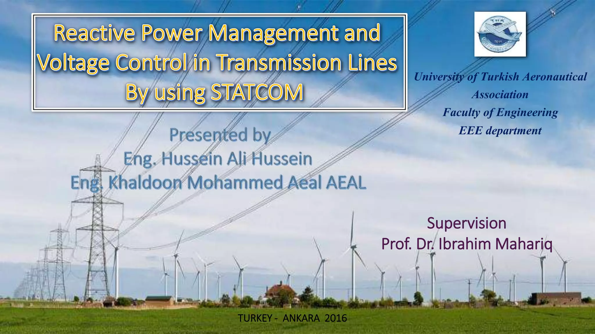 Reactive Power Management And Voltage Control By Using Statcom Ppt