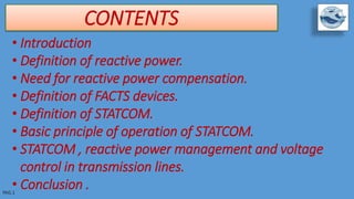 Reactive power management and voltage control by using statcom | PPTX