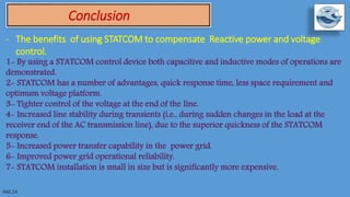 Reactive power management and voltage control by using statcom | PPTX