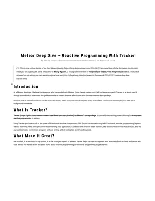 Reactive programming with tracker | PDF
