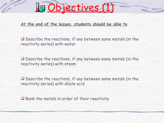 Metals - Reactivity Series | PPT